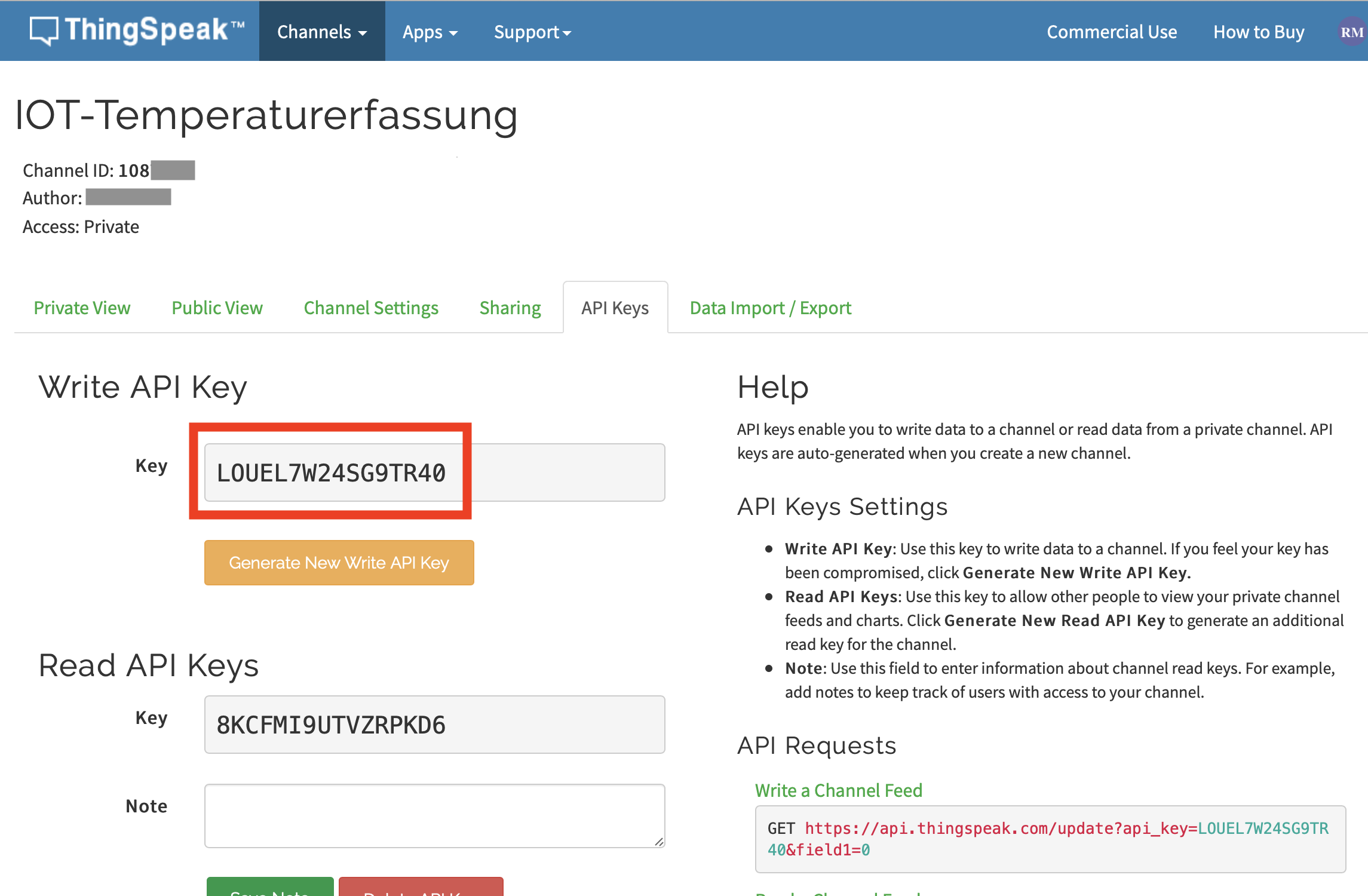 Projekt 5: T1-Internet of Things (IOT): Erstellen eines "Channels"