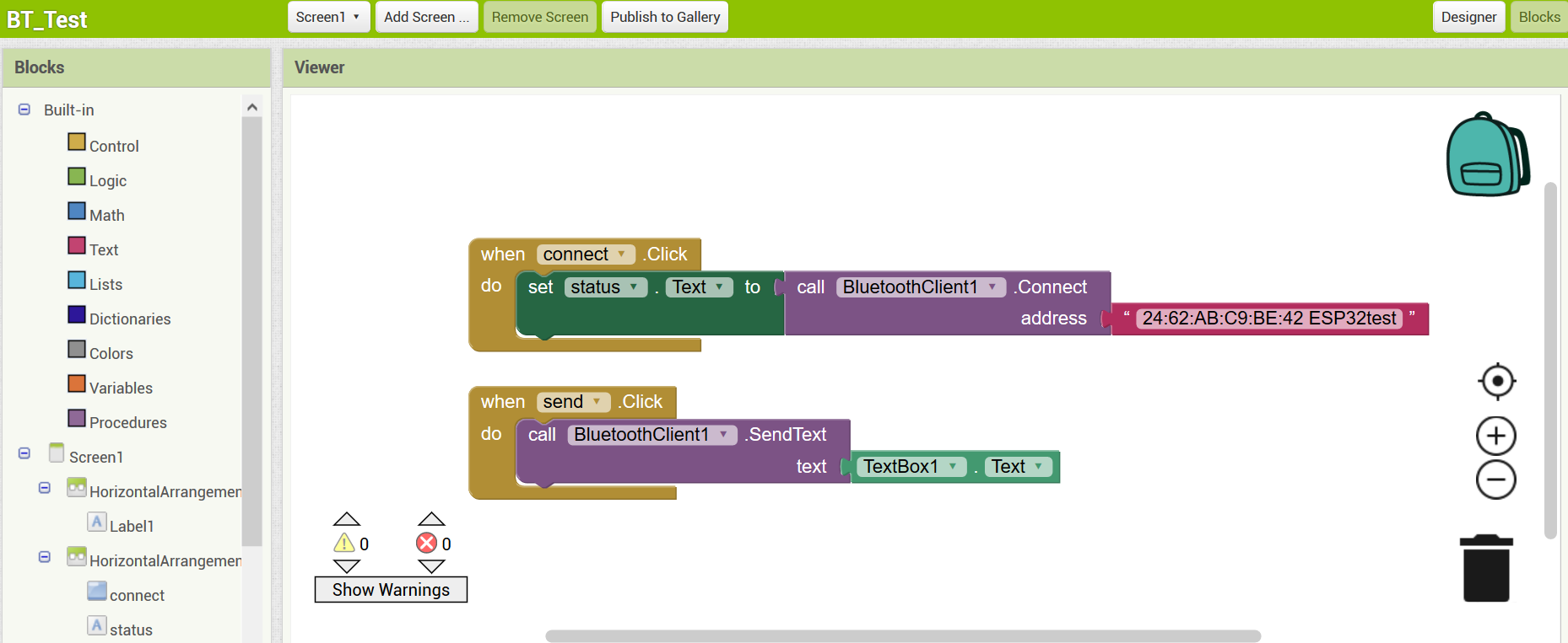 T1-Matrix: Erstellen der Android App